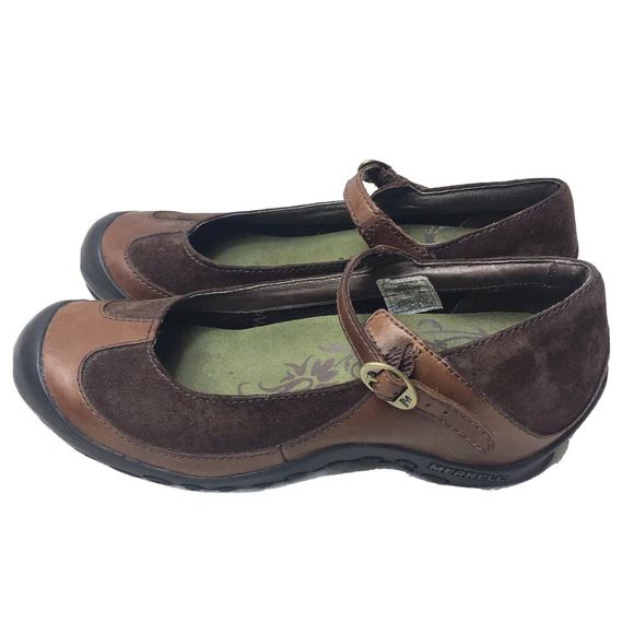 Merrell | Shoes | Merrell Plaza Mj Saddle Brown Suede Leather Mary Jane ...